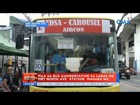 Pila sa bus augmentation sa labas ng MRT North Ave. Station, mahaba na ...