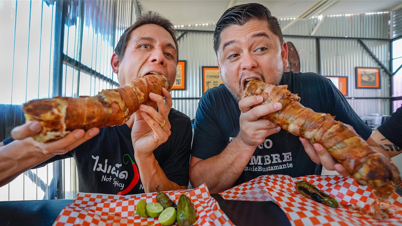 Giant BACON WRAPPED BURRITO! Insane Mexican Street Food!