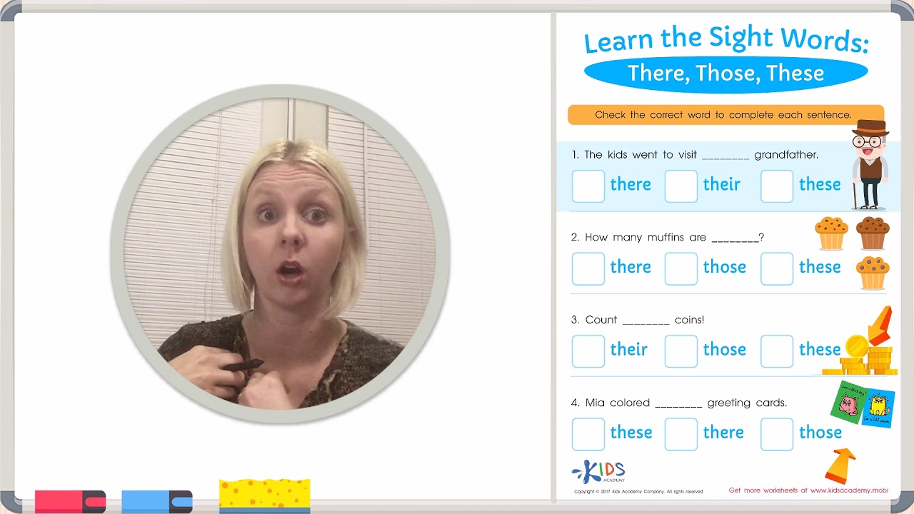 Sight Words: there, those, these Learning Video - Kids Academy