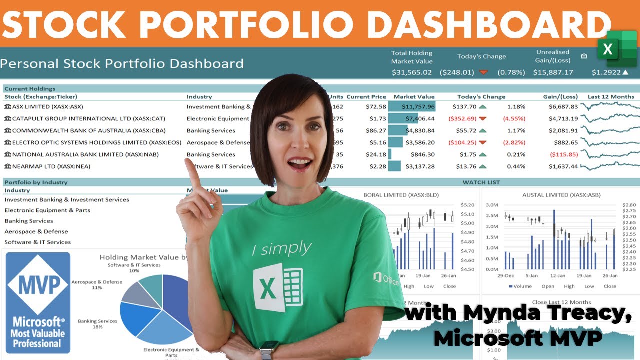 Excel Stock Portfolio Dashboard - FREE File Download - My Online ...