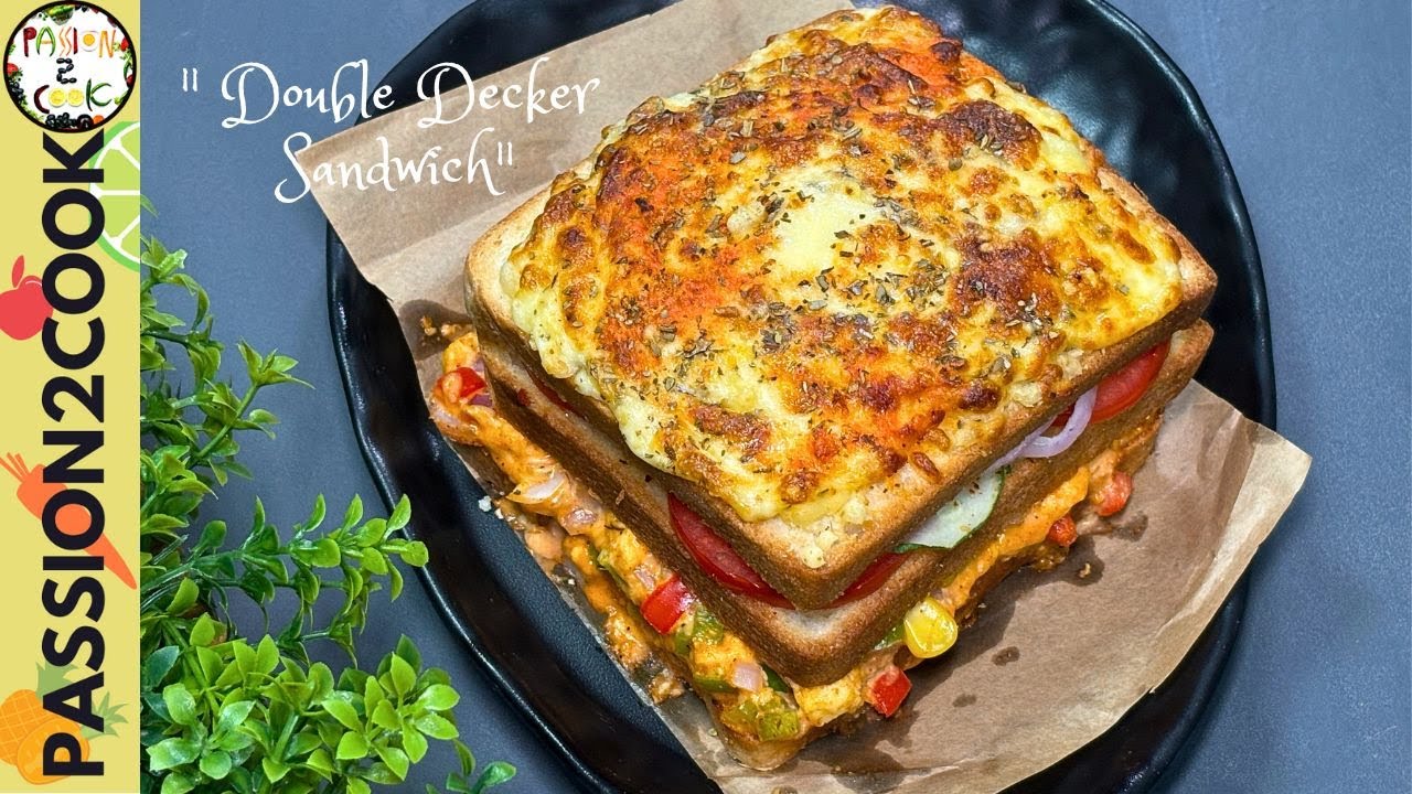 Delicious Double Decker Sandwich: Cheesy, Crispy, and Perfectly Layered!