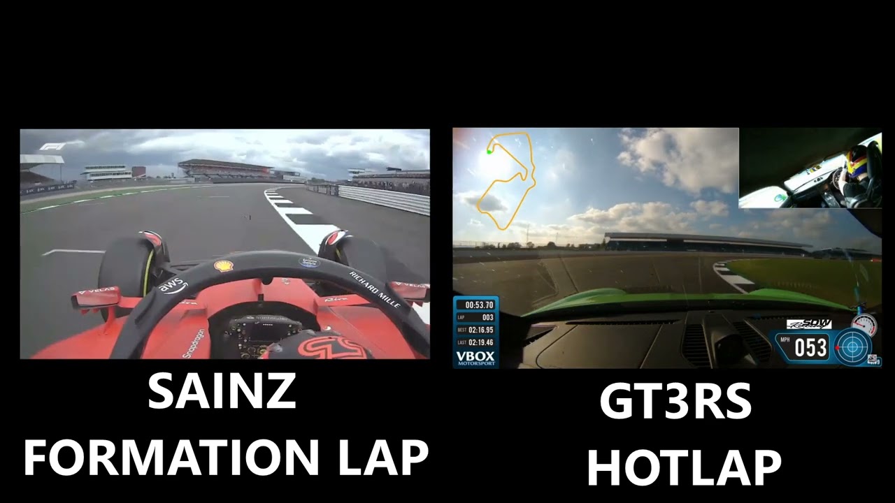 Onboard comparison: Carlos Sainz formation lap vs very fast road car on ...