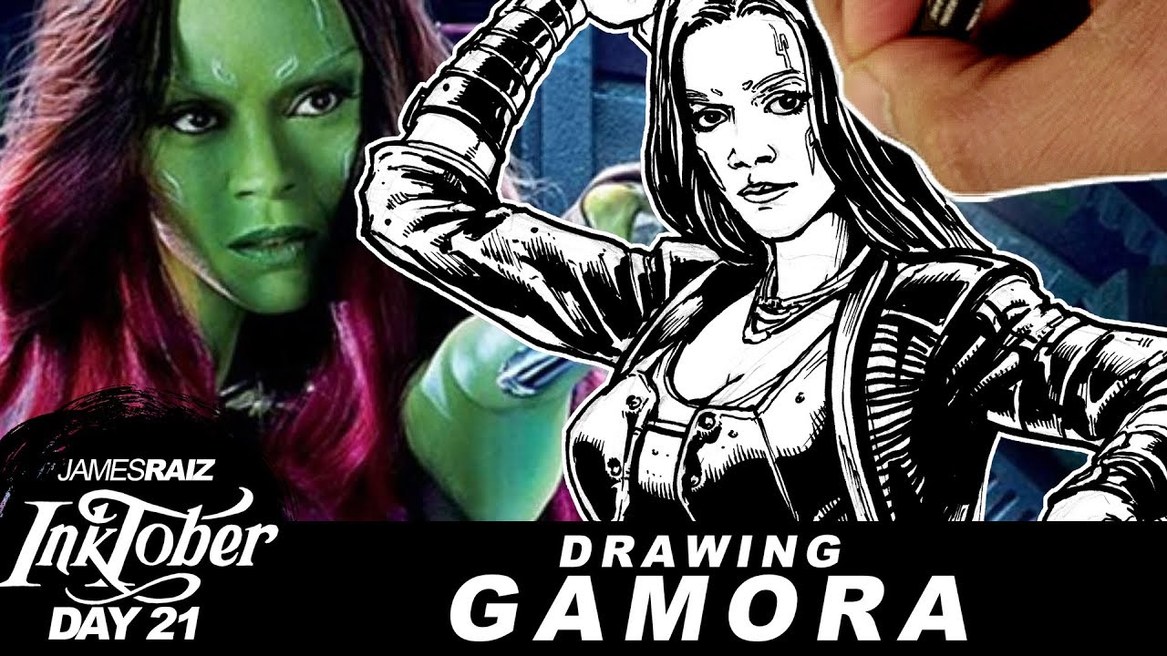 Drawing gamora from guardians of the galaxy inktober day 21