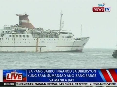 Isa pang barko, inaanod sa direksyon kung saan sumadsad ang isang barge ...