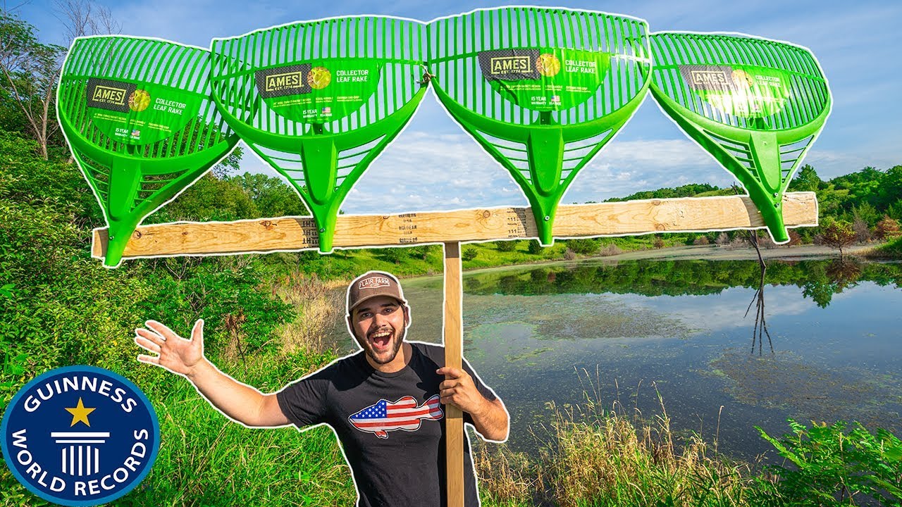 SAVING the Fish in My POND with a HOMEMADE Weed Rake (Worlds Largest)