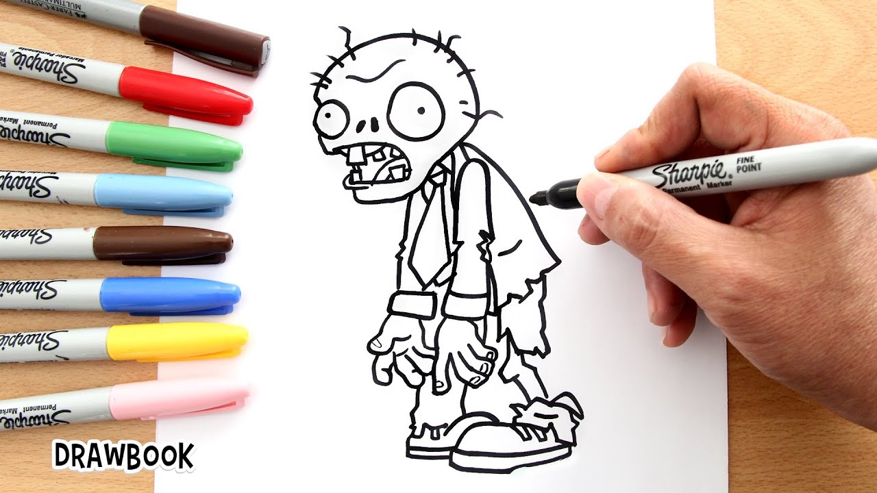 Drawing the ZOMBIE from Plants vs Zombies (Video Game) - Drawbook