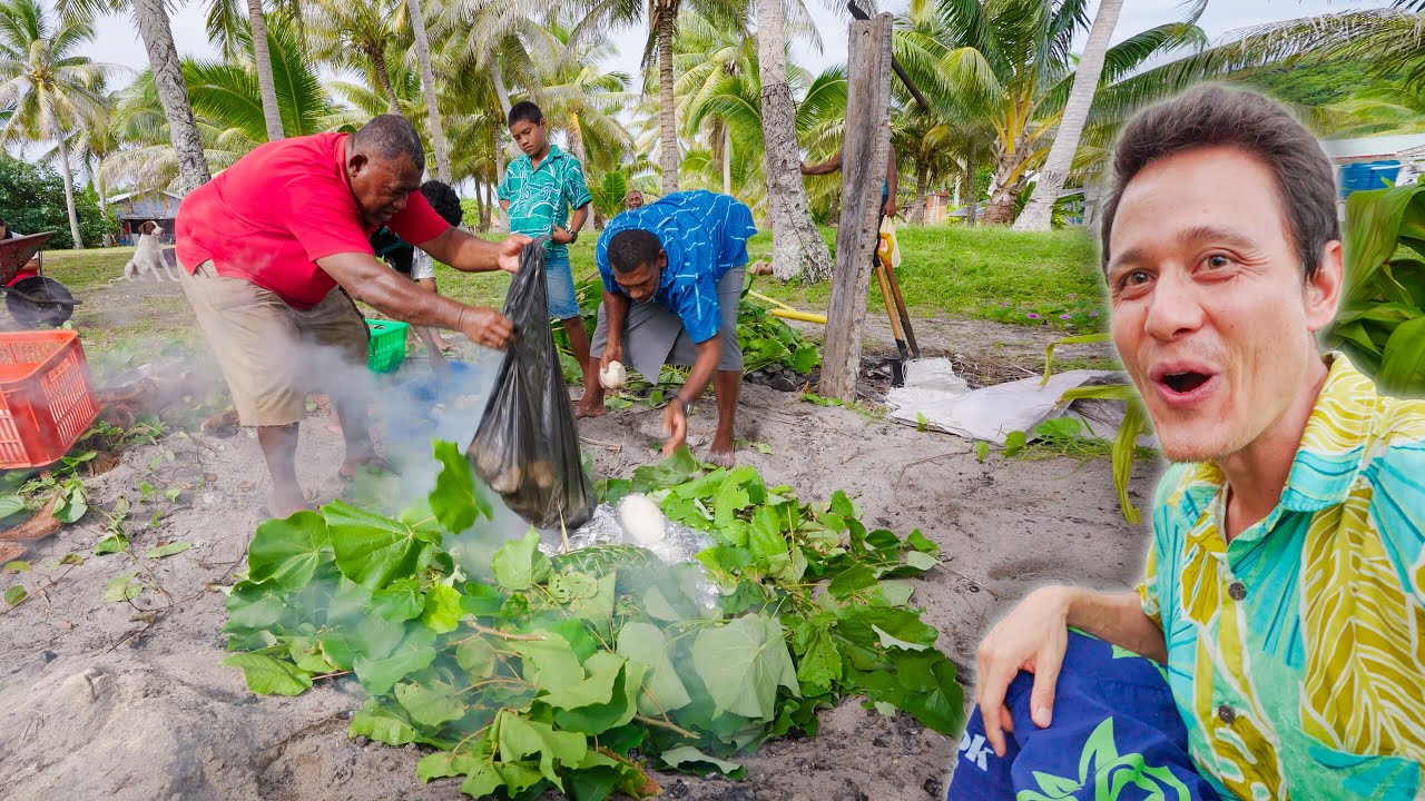 Unseen FIJIAN FOOD in Remote Fiji Islands! Hot Rock Oven Cooking for ...
