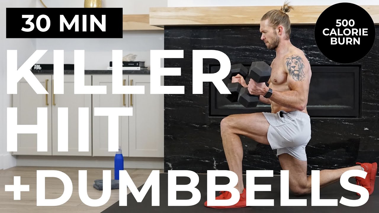 30 Min Killer Hiit Workout Dumbbells No Repeats Burn 500 Calories Tiff X Dan